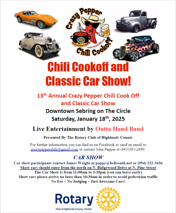 13th Annual Crazy Pepper Chili Cook Off & Car Show | FLA Car Shows
