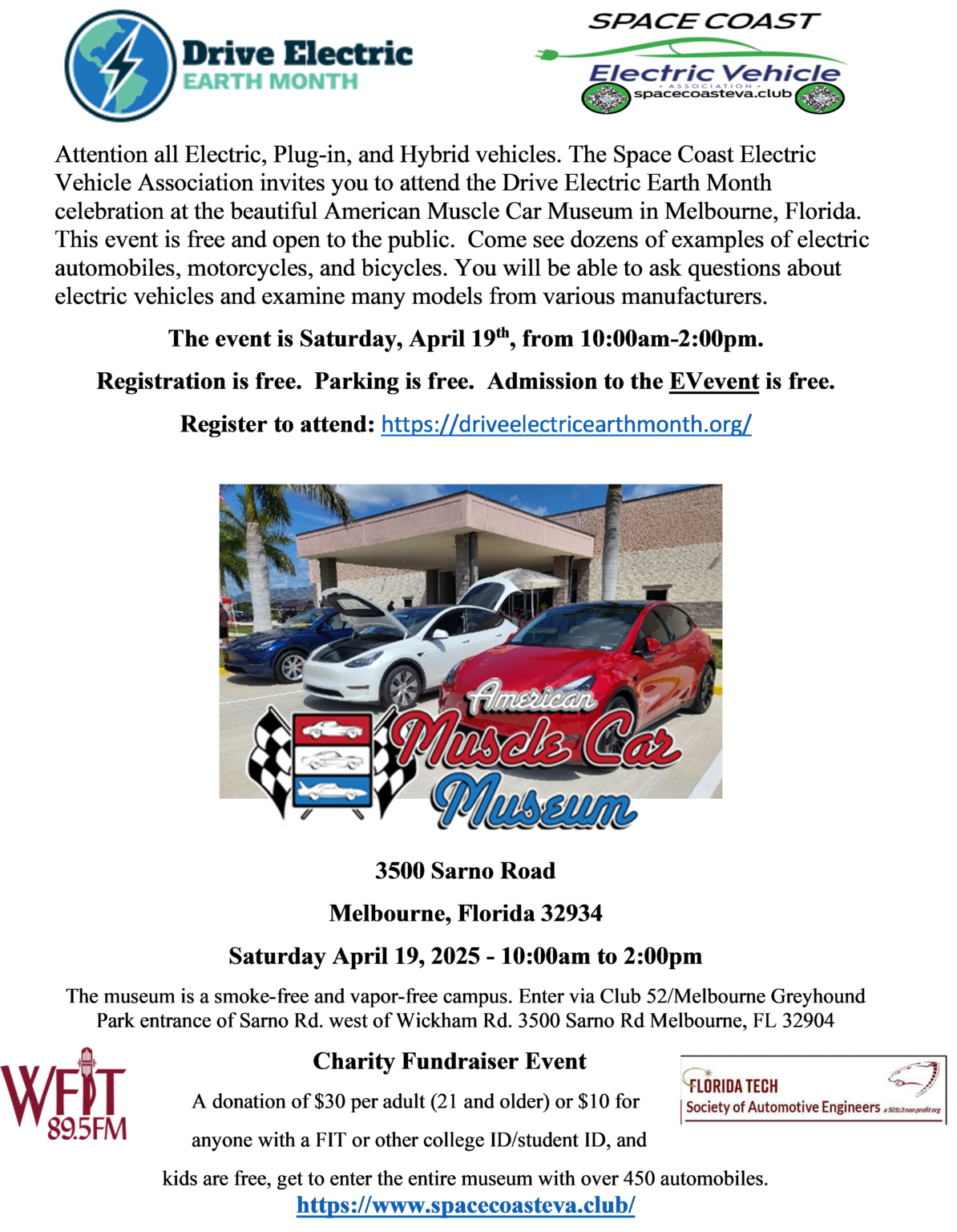 Space Coast Drive Electric Earth Month | FLA Car Shows